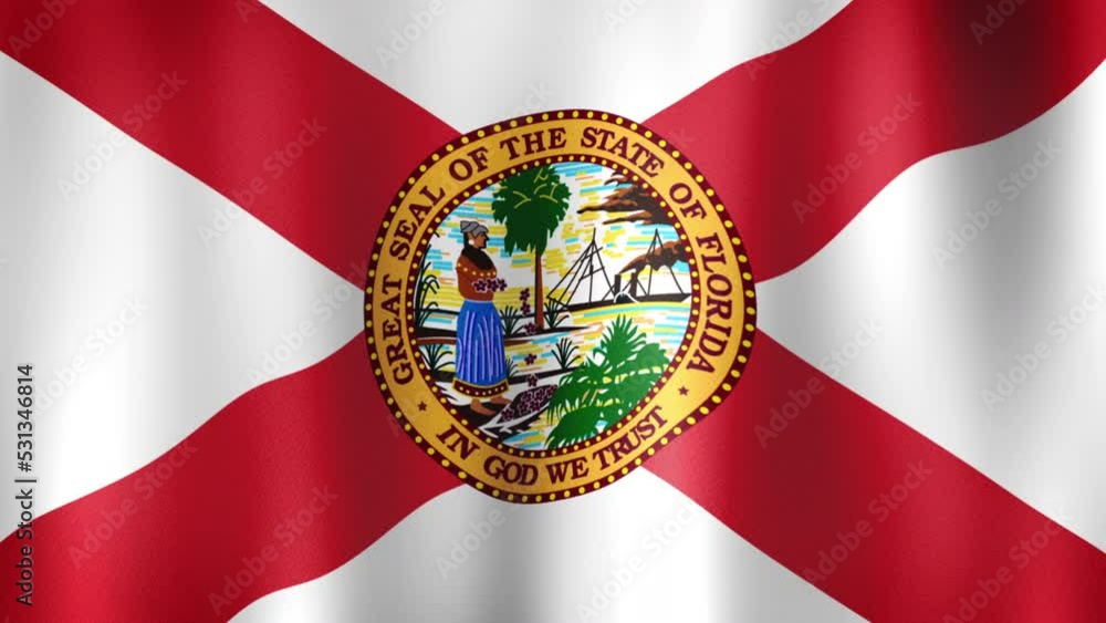 4K National Animated Sign of Florida, Animated Florida Flag waving in ...