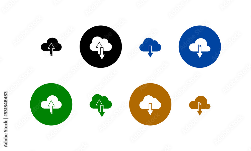 Collection cloud. Upload and download cloud arrow vector in white ...