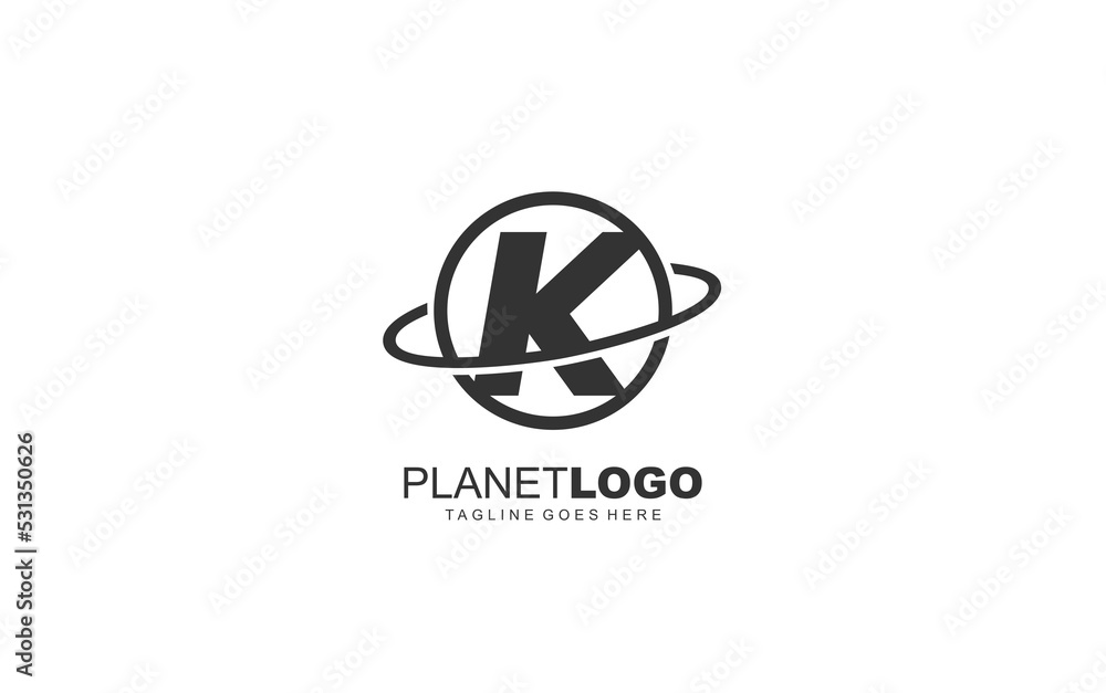 K logo planet for identity. world template vector illustration for your ...