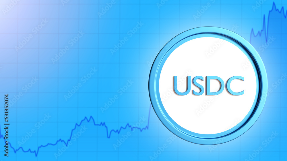 USDC growth chart. Increasing value digital dollar. Coin with USDC logo ...