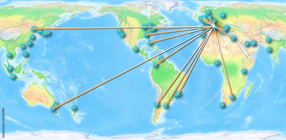 Italy concept map centerd on America, export concept map for Italy on ...
