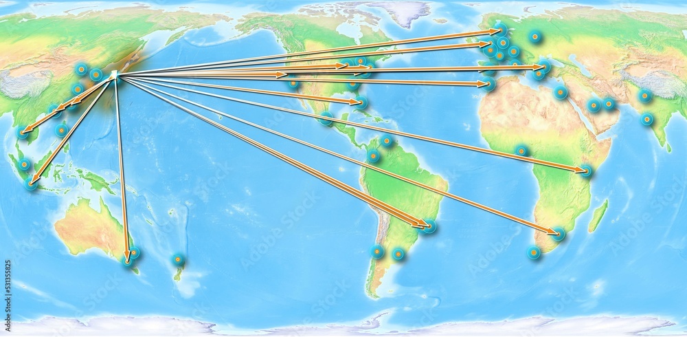 Japan concept map centerd on America, export concept map for Japan on ...