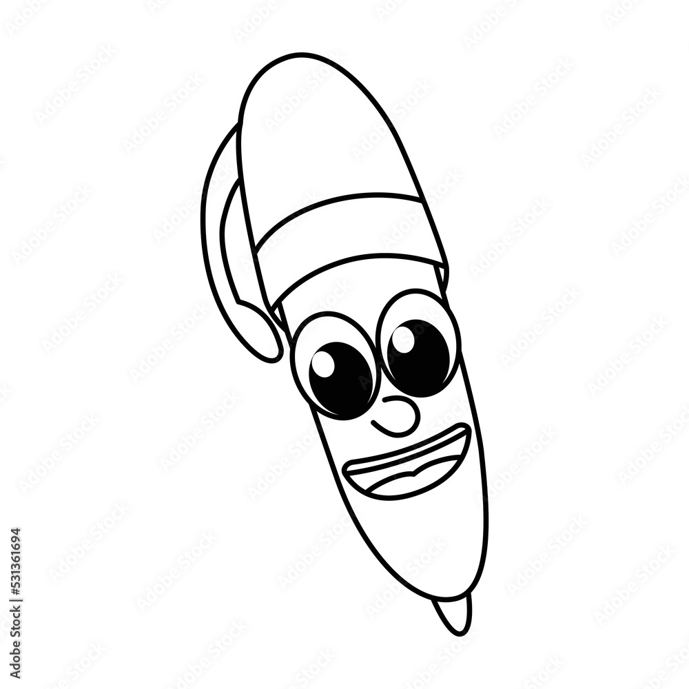 Funny ballpoint cartoon characters with cute face vector illustration ...