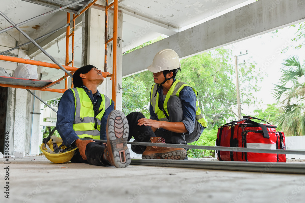 Accident in the construction workplace, Electrical metal conduit pipe ...