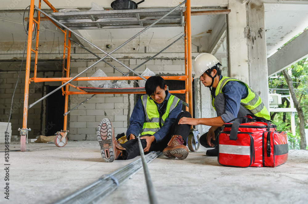 Accident in the construction workplace, Electrical metal conduit pipe ...