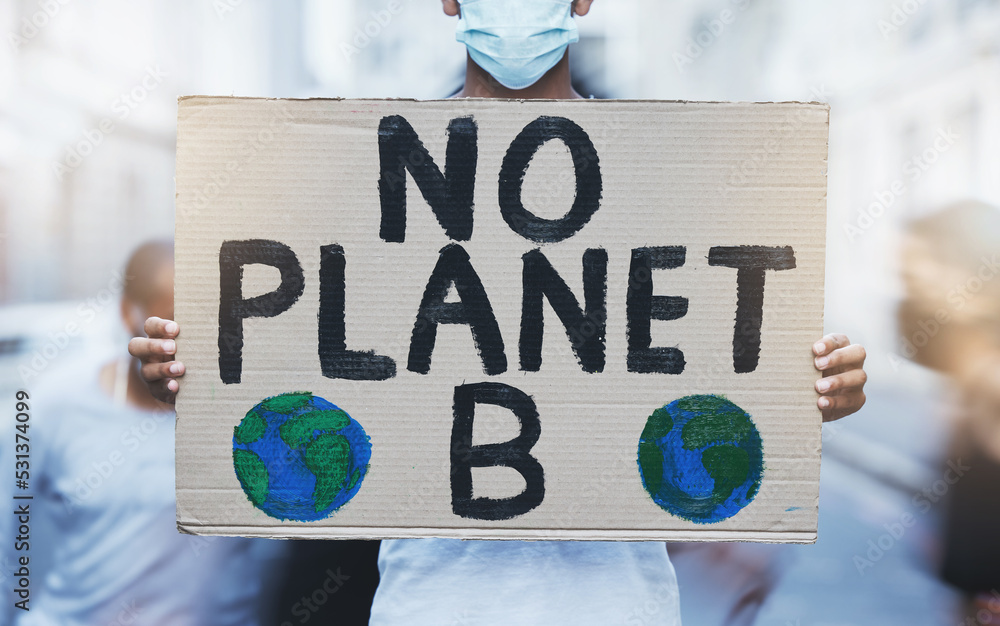Climate change and protest poster for social change with environmental ...