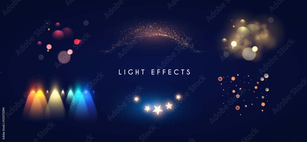 Poster Light effect set. Glitter, spotlights, stars and bokeh. – Wall ...