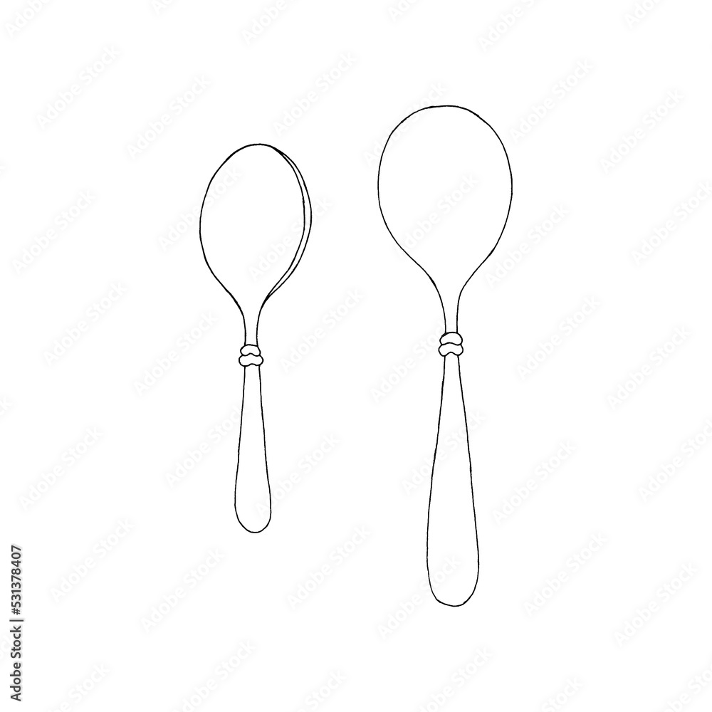 A spoon for eating. A sketch. A tool for eating. Vector illustration ...