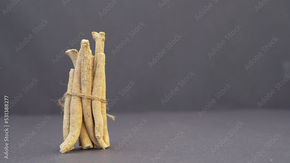 Ashwagandha Dry Root Medicinal Herb with Fresh Leaves, also known as ...