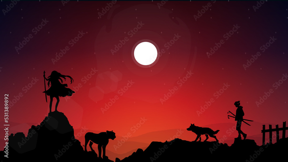 samurai anime wallpaper. samurai boy want to fight with lady samurai ...