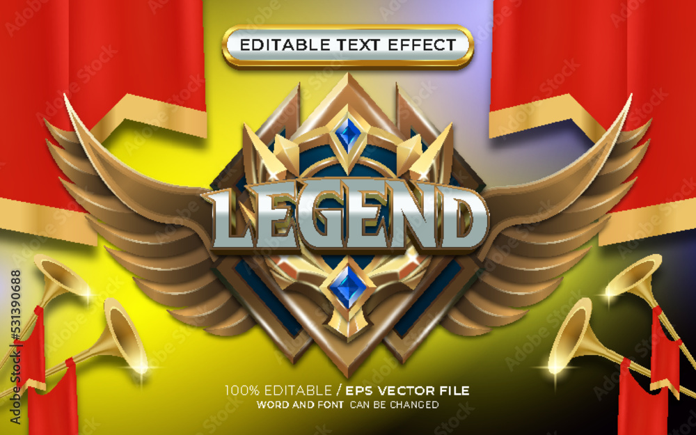 Editable Legend Text Effect with Winged Emblem Stock Vector | Adobe Stock