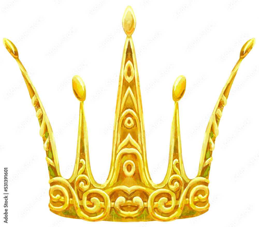 Watercolor hand draw illustration gold crown Stock Illustration | Adobe ...