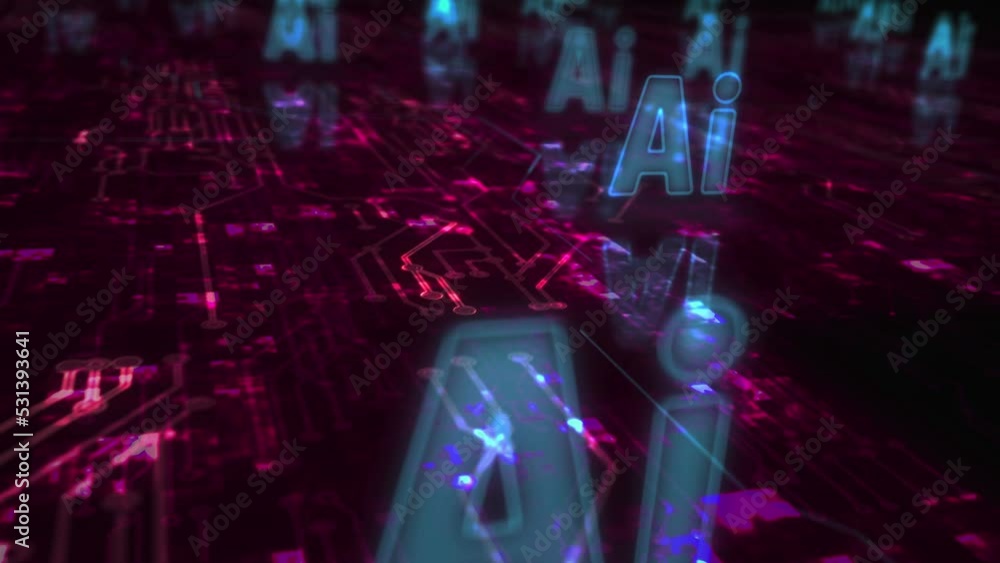 Artificial intelligence technology AI and deep learning symbol abstract ...