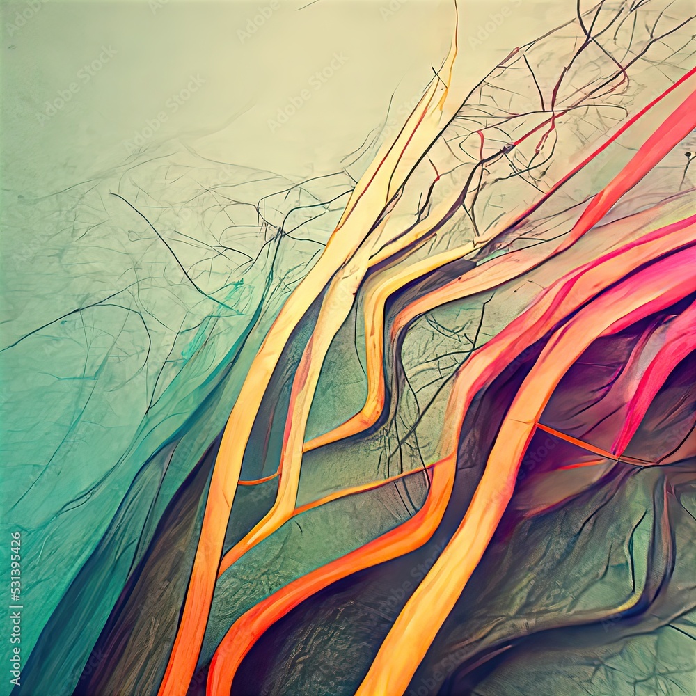 Graphic element with multiple wavy lines in fine retro tones running ...