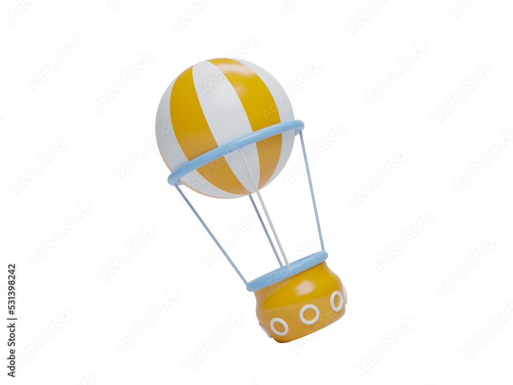 Hot air 3d icon balloon with transparent background. 3d illustration ...