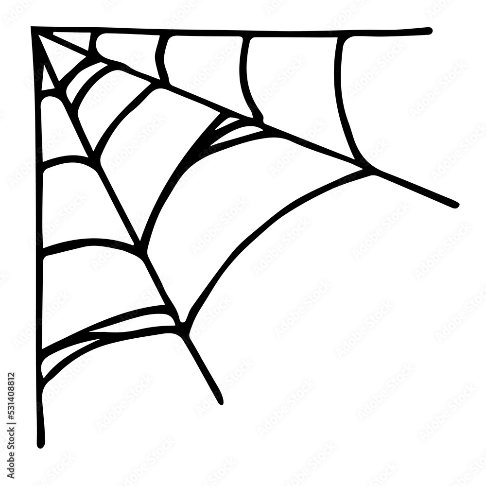 Simple hand drawn spider web illustration. Cute gossamer clipart ...