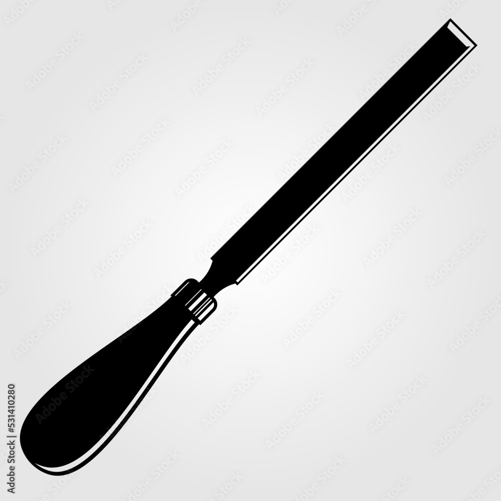 Chisel silhouette isolated on a white background. Vector illustration ...