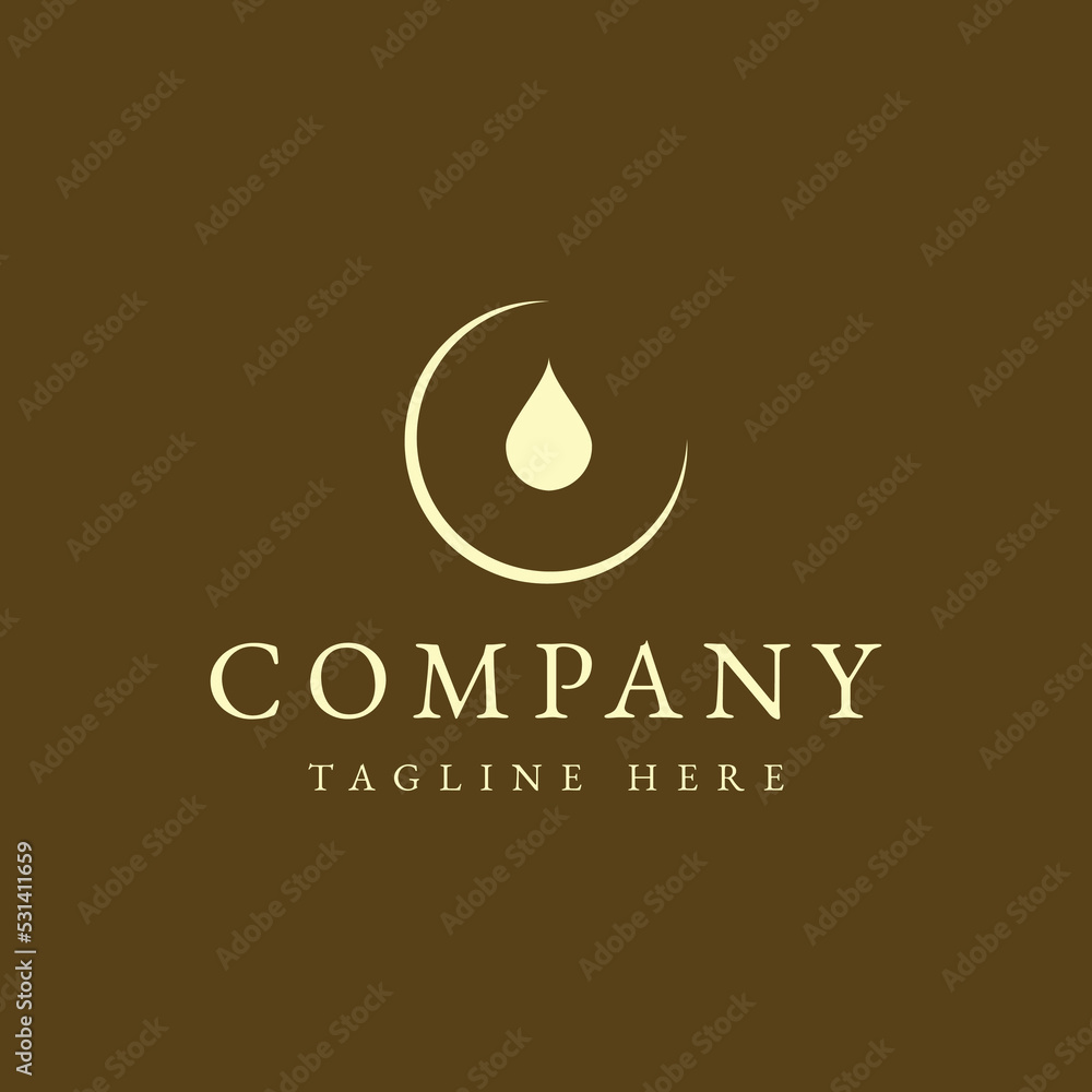 letter C for crescent moon with droplet for cosmetic oil beauty logo ...