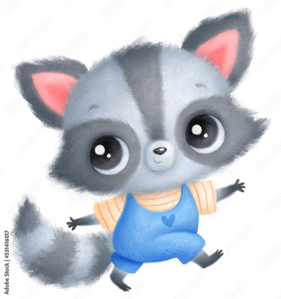 Transparent illustration of cute cartoon animals raccoon png Stock ...