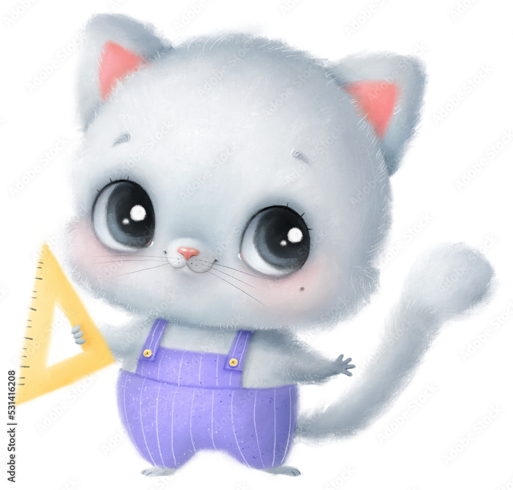 Transparent illustration of cute cartoon back to school animals cat png ...