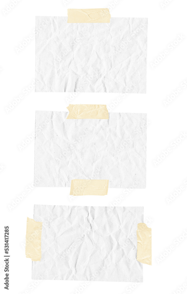 White ripped crumpled paper strips collection. Realistic paper scraps ...