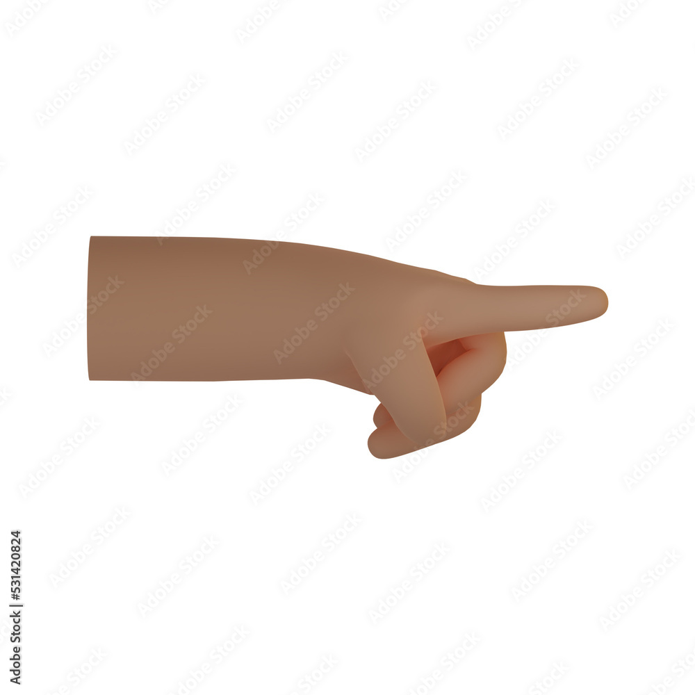 3d hand gesture. Emoticon sign in side view. Showing one finger ...