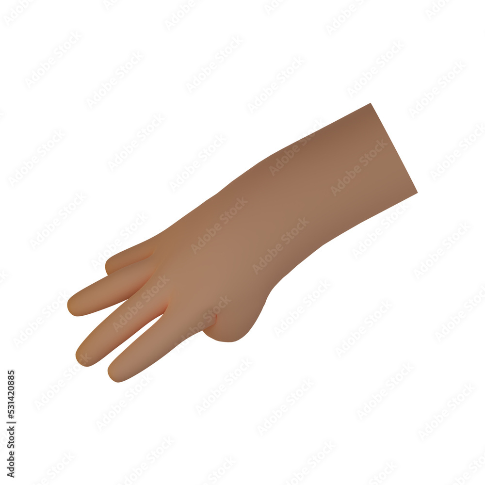 3d hand gesture. Emoticon sign. Showing four fingers. Counting concept ...