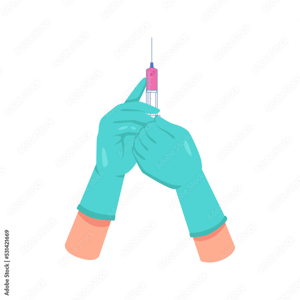Hands of doctor holding syringe filled with vaccine. Vaccination and ...