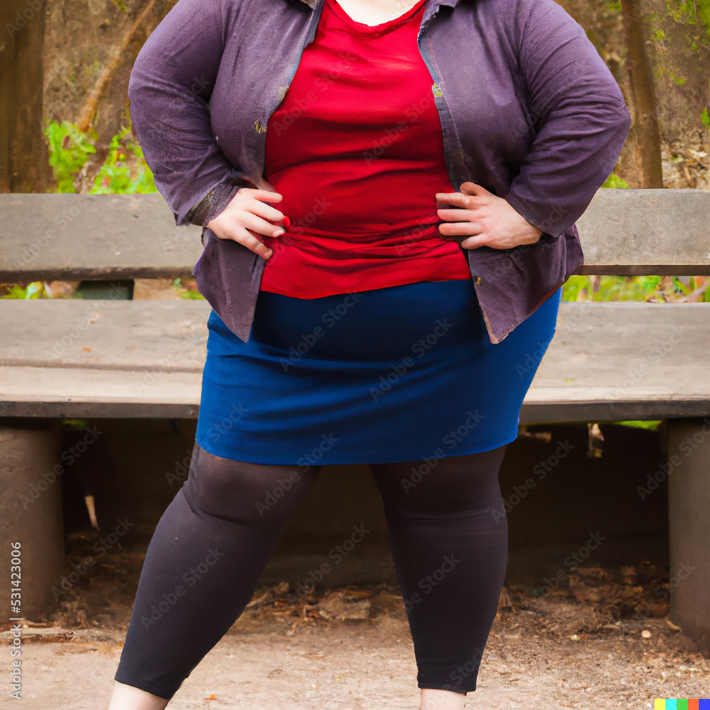 Confident unidentifiable overweight woman posing with hands on hips. AI ...