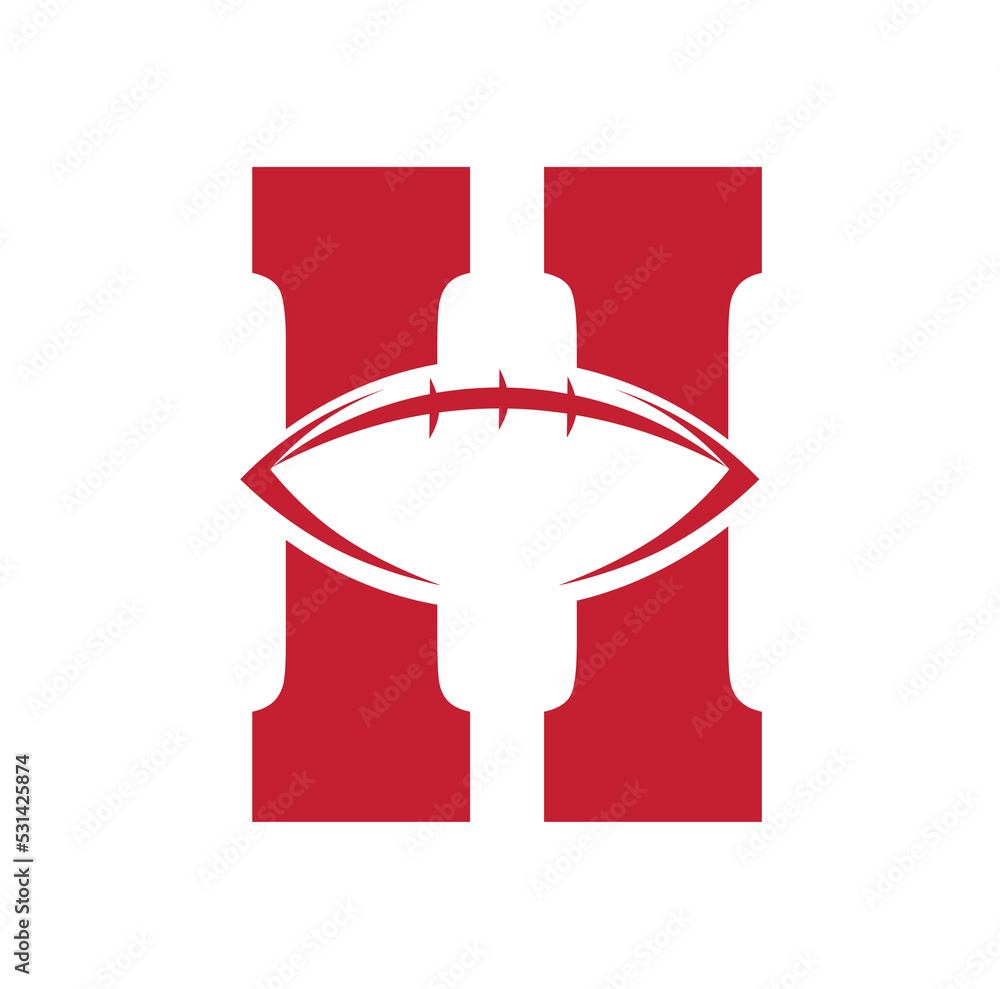 American Football Logo with letter H, sports logo of rugby with letter ...