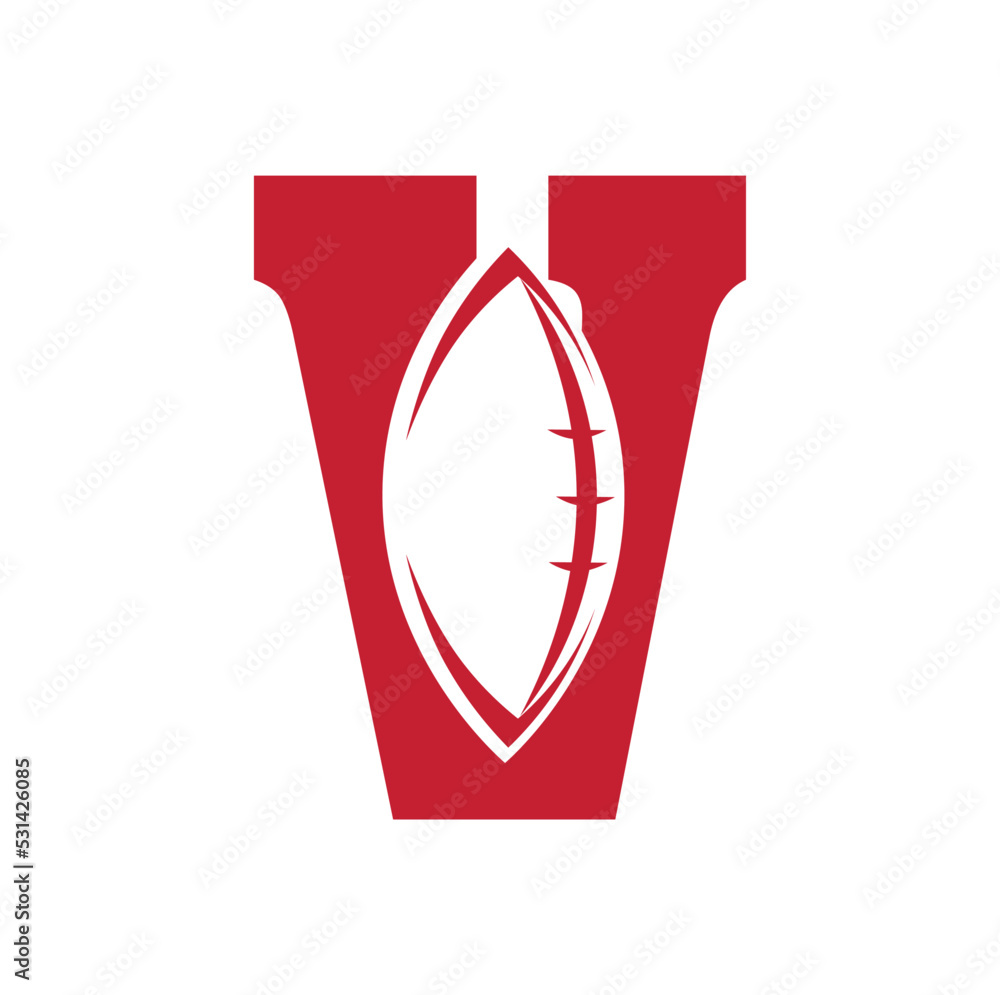 American Football Logo with letter V, sports logo of rugby with letter ...