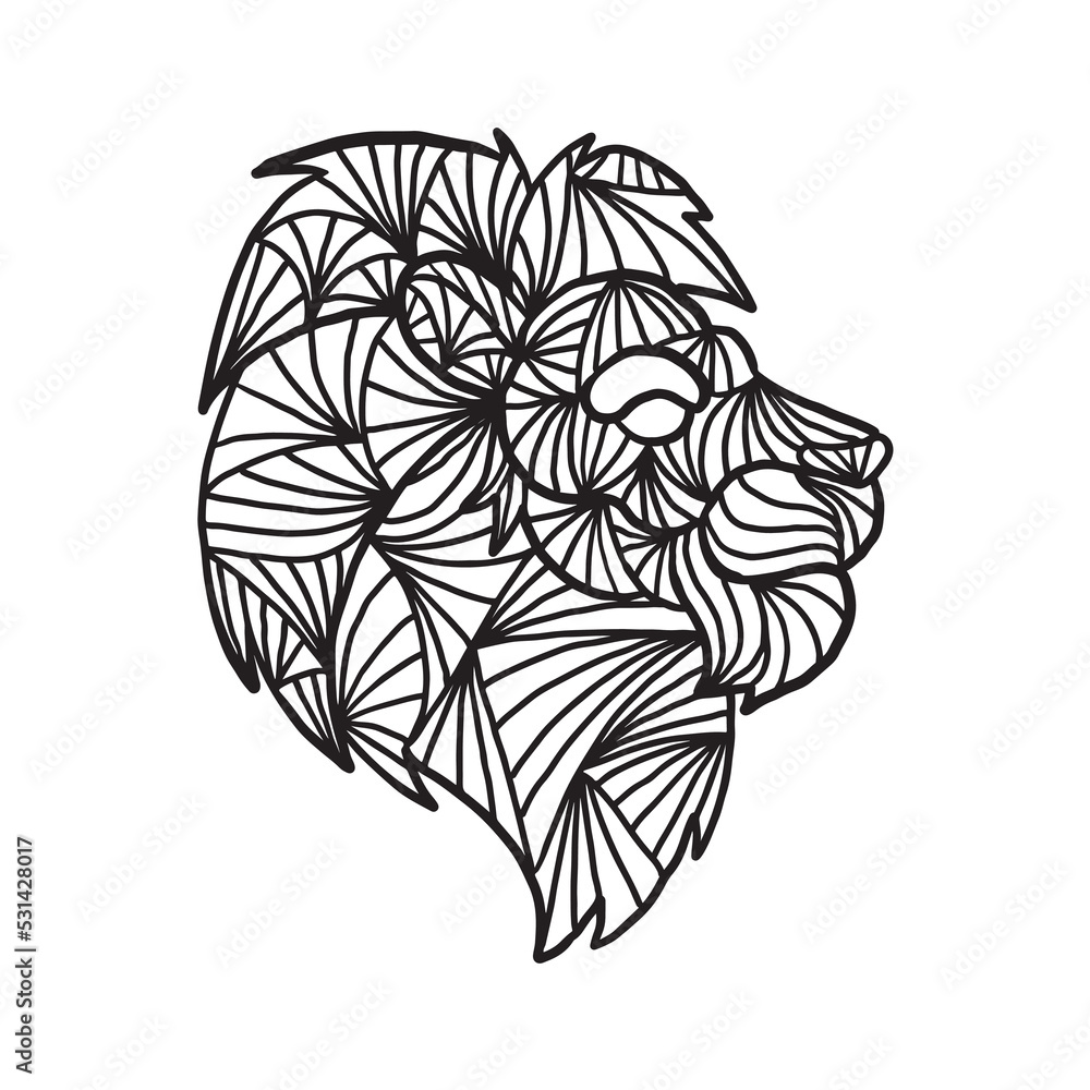 Hand drawn Lion doodle side view for coloring Stock Vector | Adobe Stock