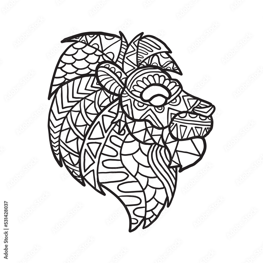 Hand drawn Lion doodle side view for coloring Stock Vector | Adobe Stock