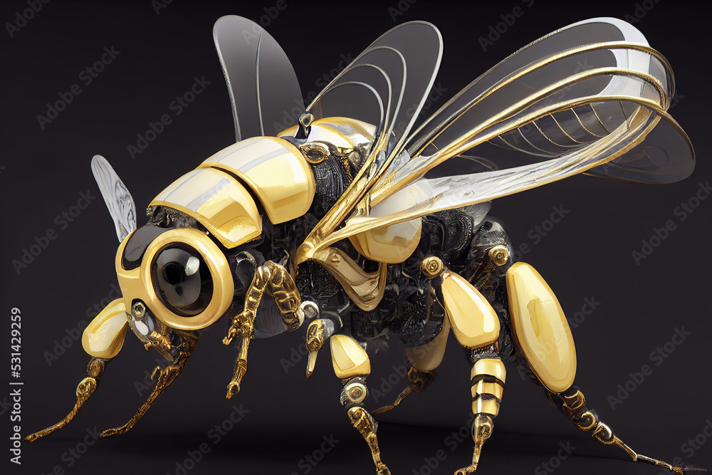 Mechanical bee. Steampunk style animal. 3d illustration Stock ...