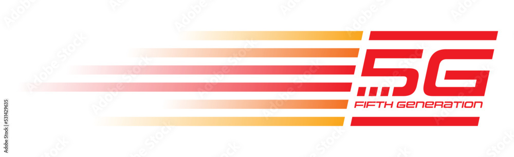 red super fast 5G logo. fifth generation mobile internet. 5G concept ...