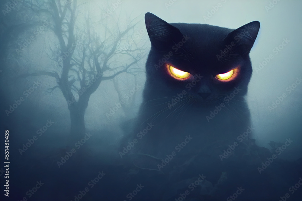 halloween scary cat monster digital illustration Stock Illustration ...