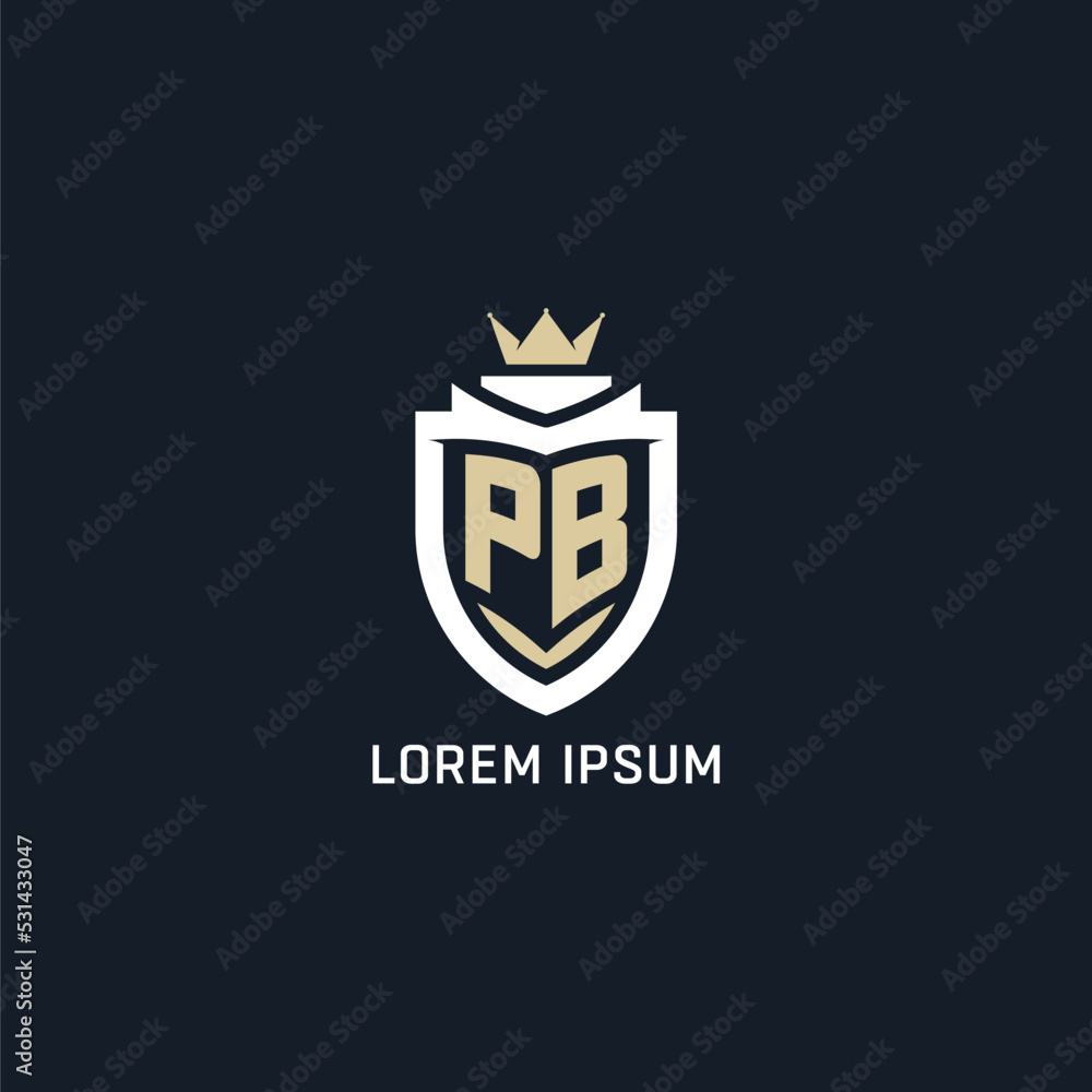 Initial letter PB shield and crown logo style, esport team logo design ...