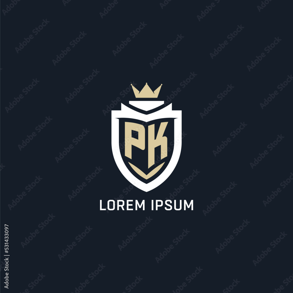Initial letter PK shield and crown logo style, esport team logo design ...