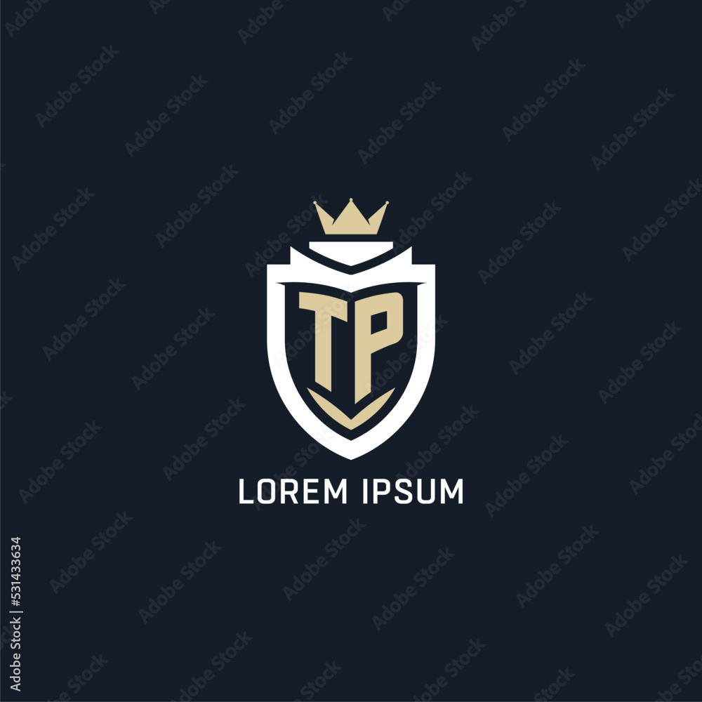 Initial letter TP shield and crown logo style, esport team logo design ...