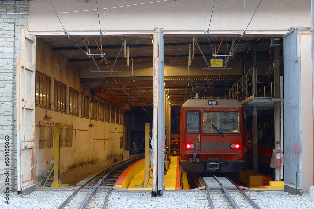 Gornergrat station in Zermatt, Switzerland. The Gornergrat rack railway ...