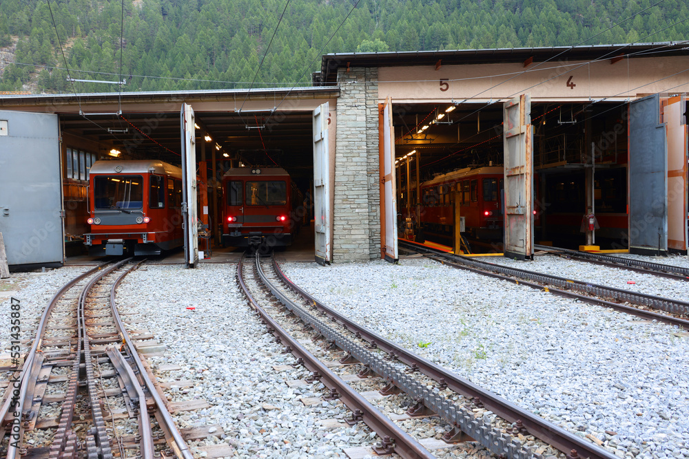 Gornergrat station in Zermatt, Switzerland. The Gornergrat rack railway ...