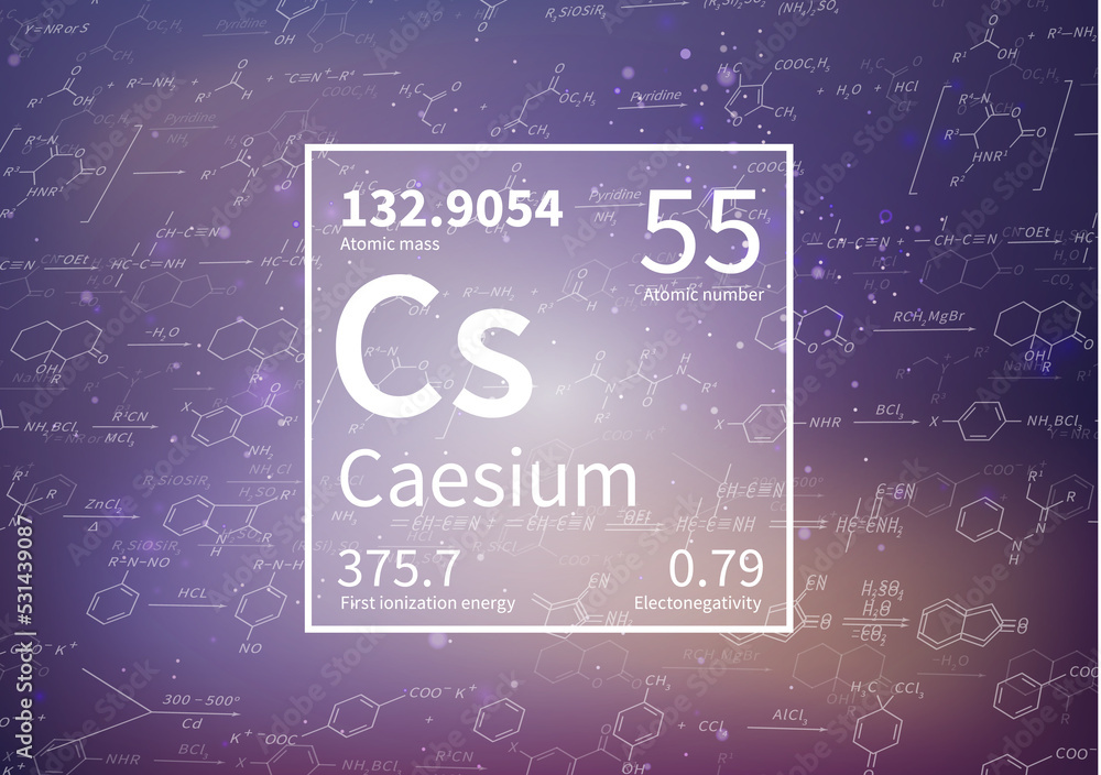 Caesium chemical element with first ionization energy, atomic mass and ...