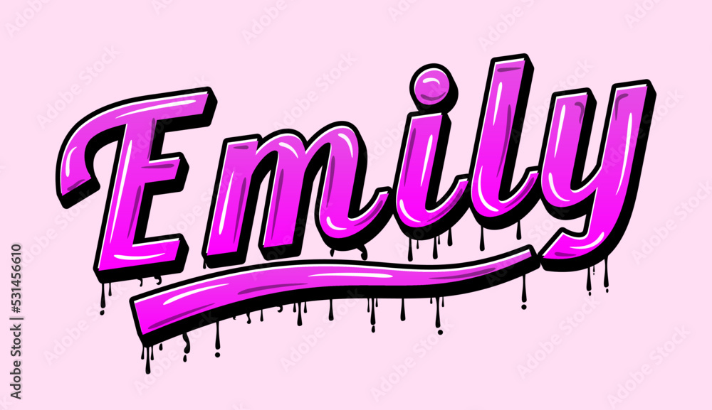 EMILY female name VECTOR ENGLISH HAND LETTERING NAME.emily vintage font ...