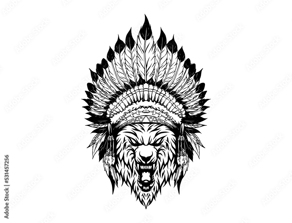 Native american Wolf head mascot logo Stock Vector | Adobe Stock