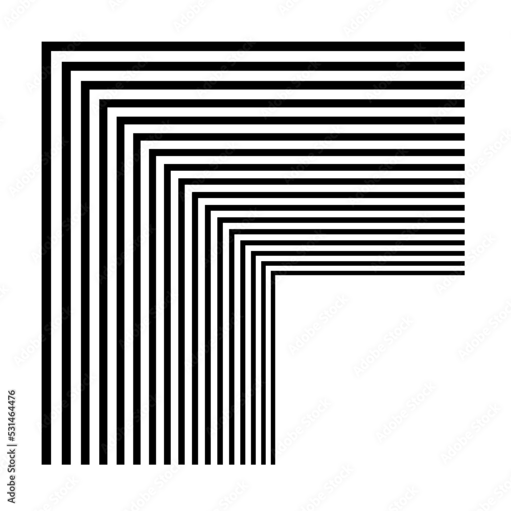 Black outlined corner lines, border. Optical illusion. Isolated vector ...