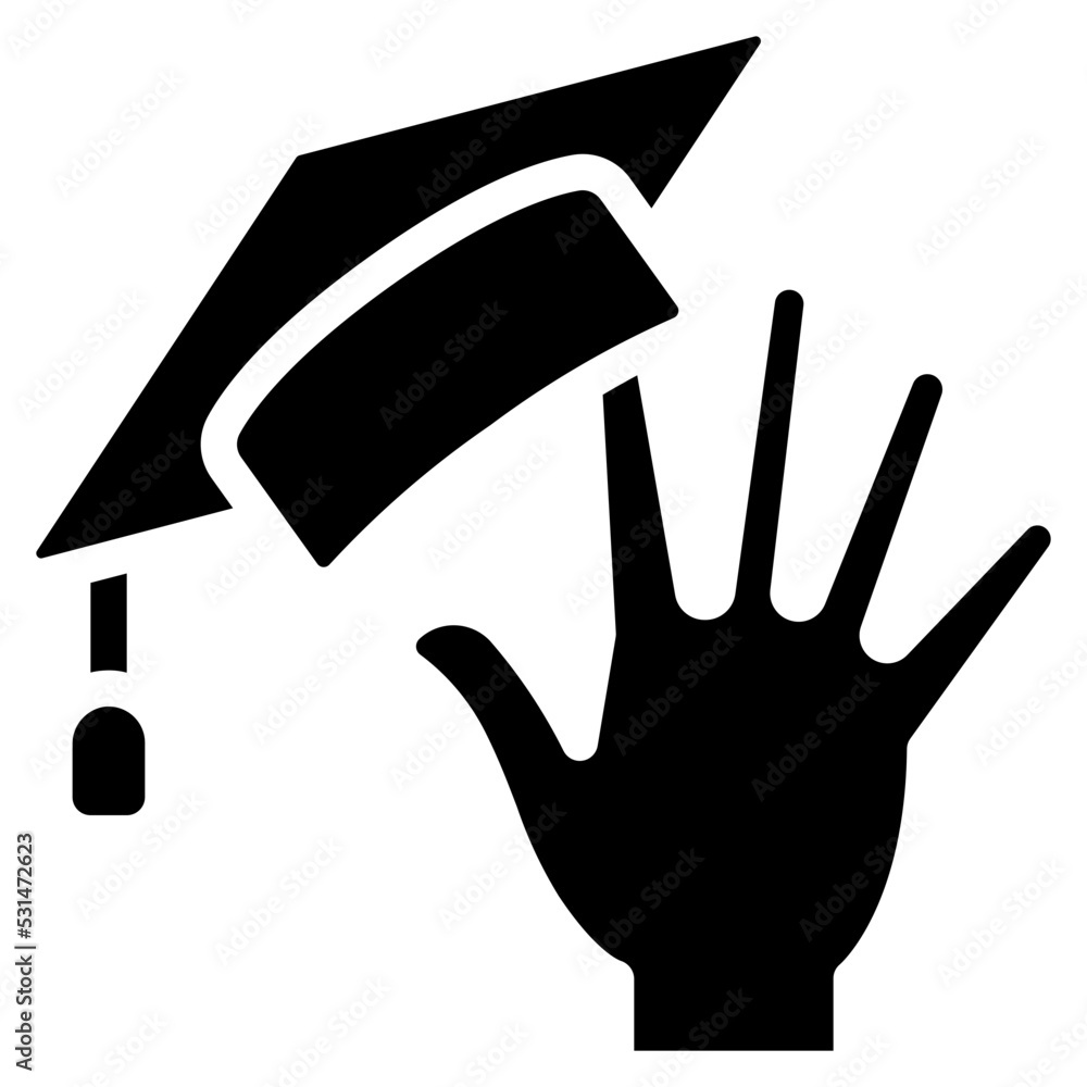 Throw Graduation Cap Icon Stock Vector | Adobe Stock