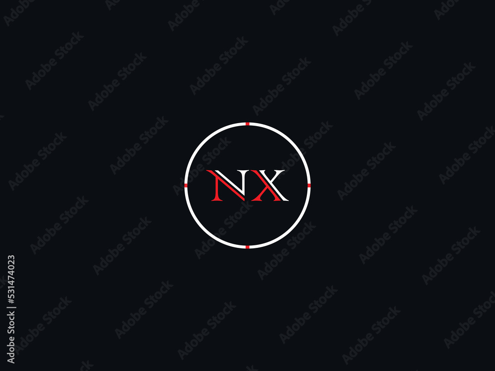 Minimalist NX Logo Icon, Initial Alphabet Nx n&x Circle Logo Letter ...
