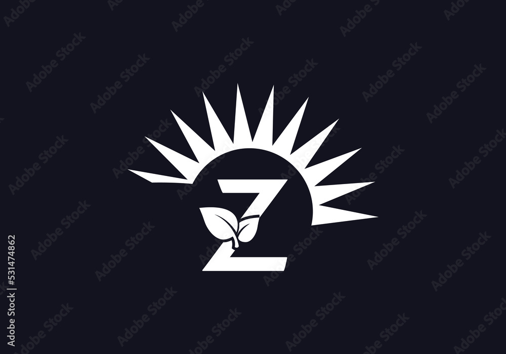 Eco solar logo vector and green energy sun vector letter Z Stock Vector ...