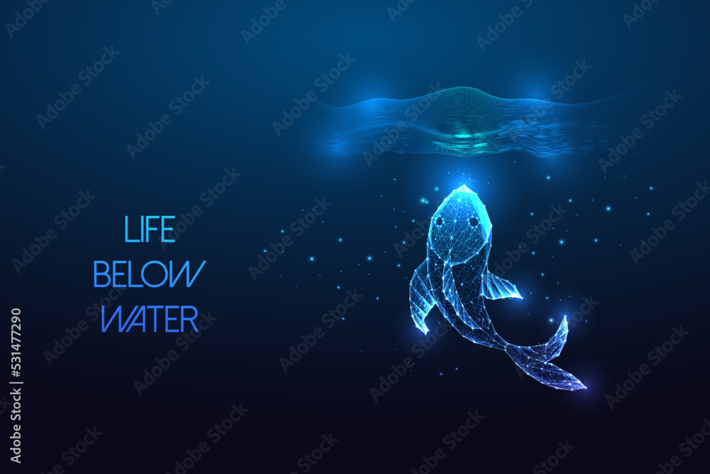 Life below water as part of sustainable development goals concept with ...