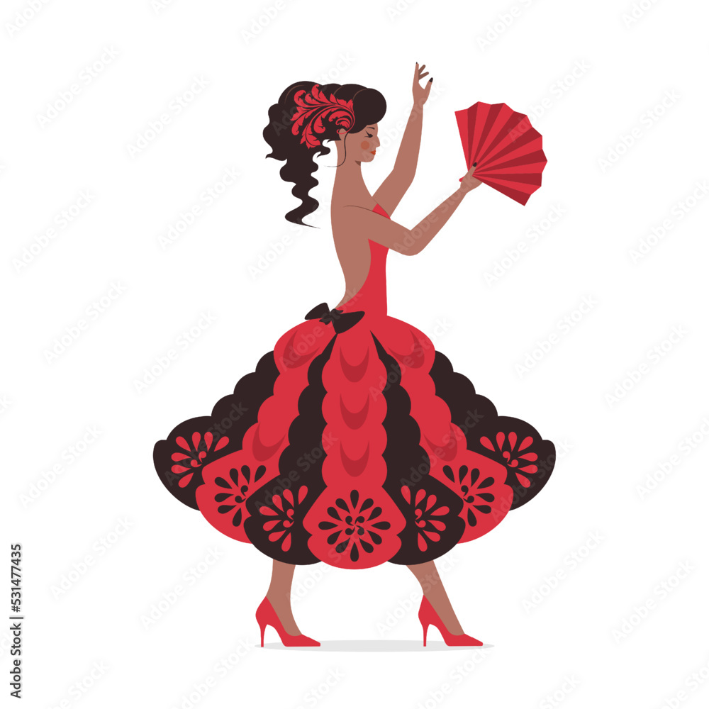 Dance of a Spanish dancer. Modern ballroom and ethnic dances. Dancer in ...